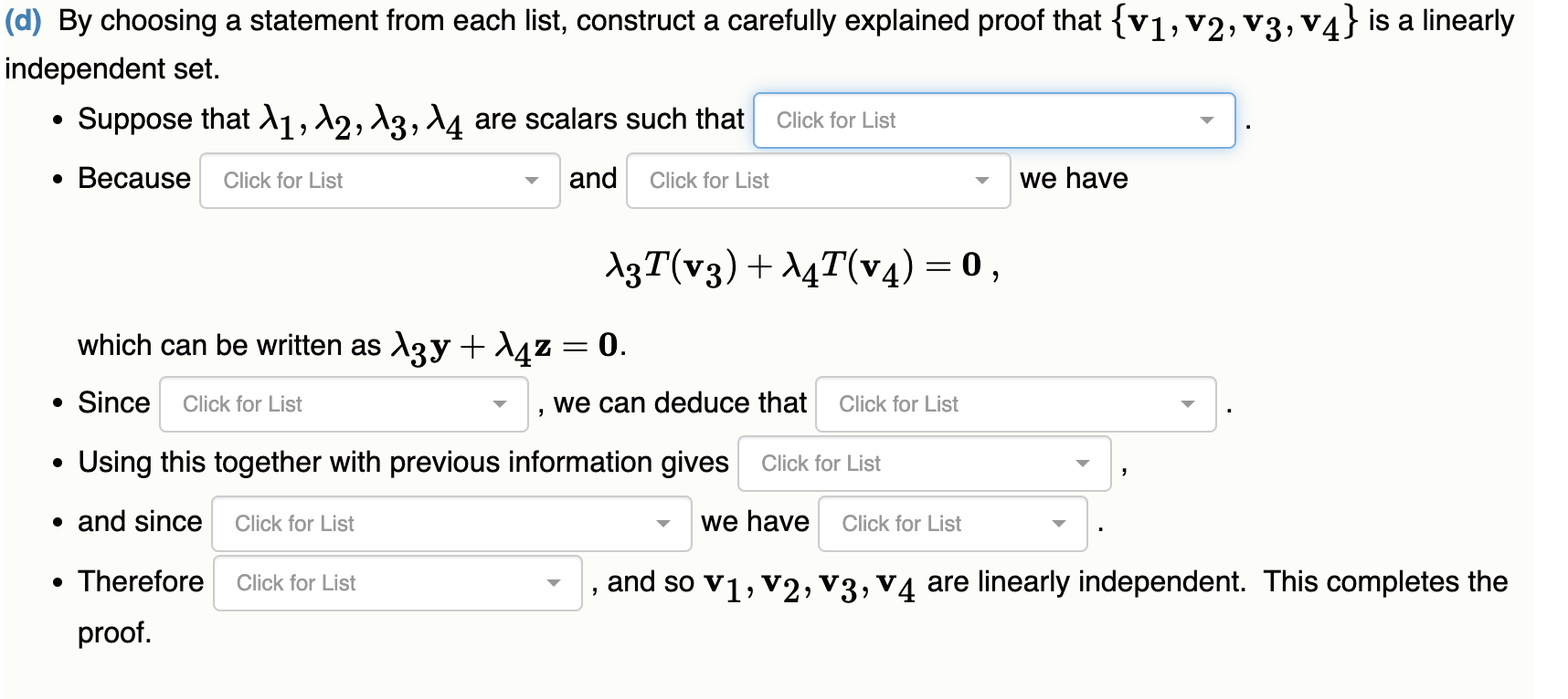 Solved (d) By choosing a statement from each list, construct | Chegg.com