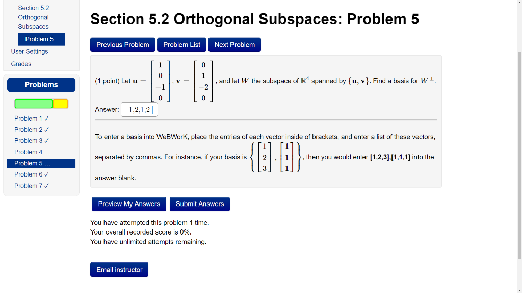 Solved Section 5.2 Orthogonal Subspaces Problem 5 Section | Chegg.com Solved Section 5.2 Orthogonal Subspaces Problem 5 Section | Chegg.com
