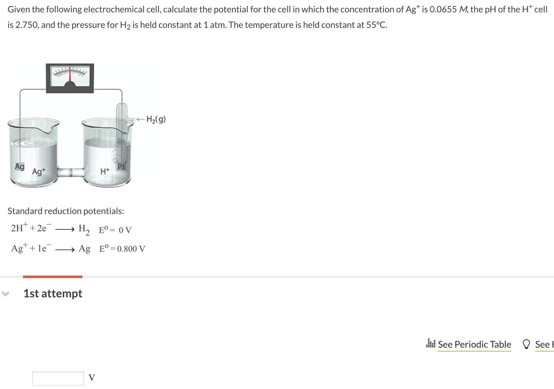 Solved Given The Following Electrochemical Cell Calculate