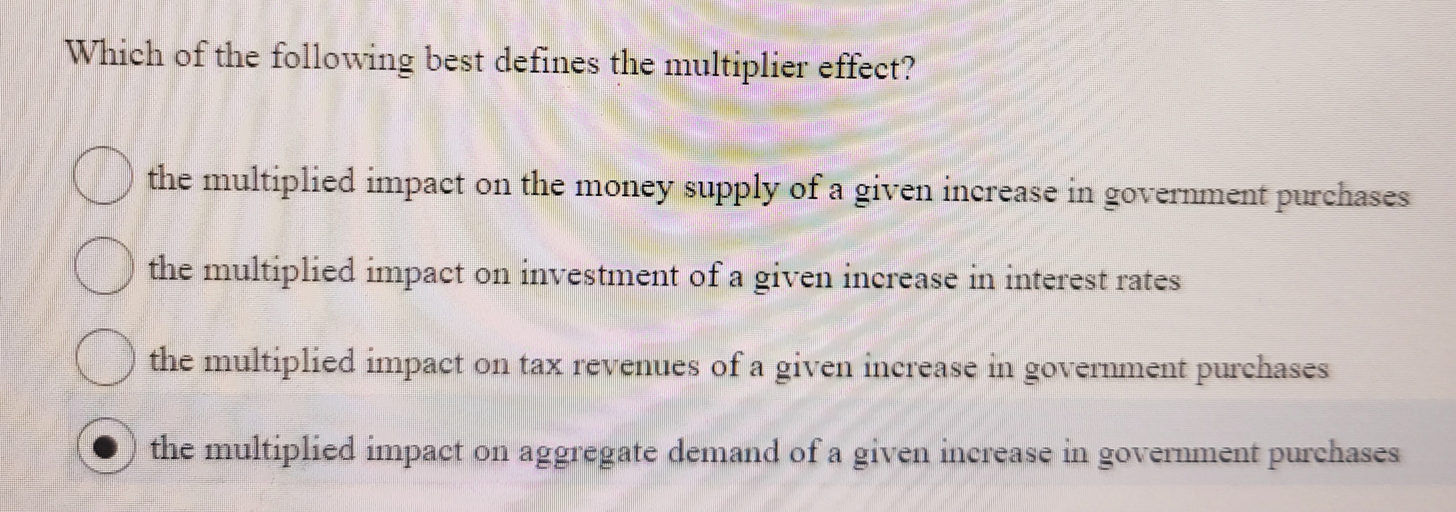 Solved Which of the following best defines the multiplier | Chegg.com