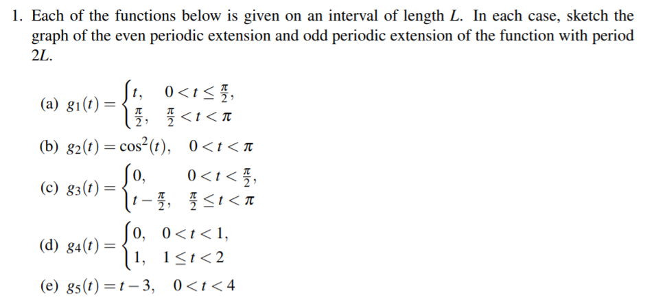 Solved 1. Each of the functions below is given on an | Chegg.com
