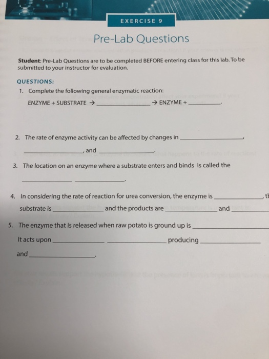 Solved EXERCISE 9 Pre-Lab Questions Student: Pre-Lab | Chegg.com