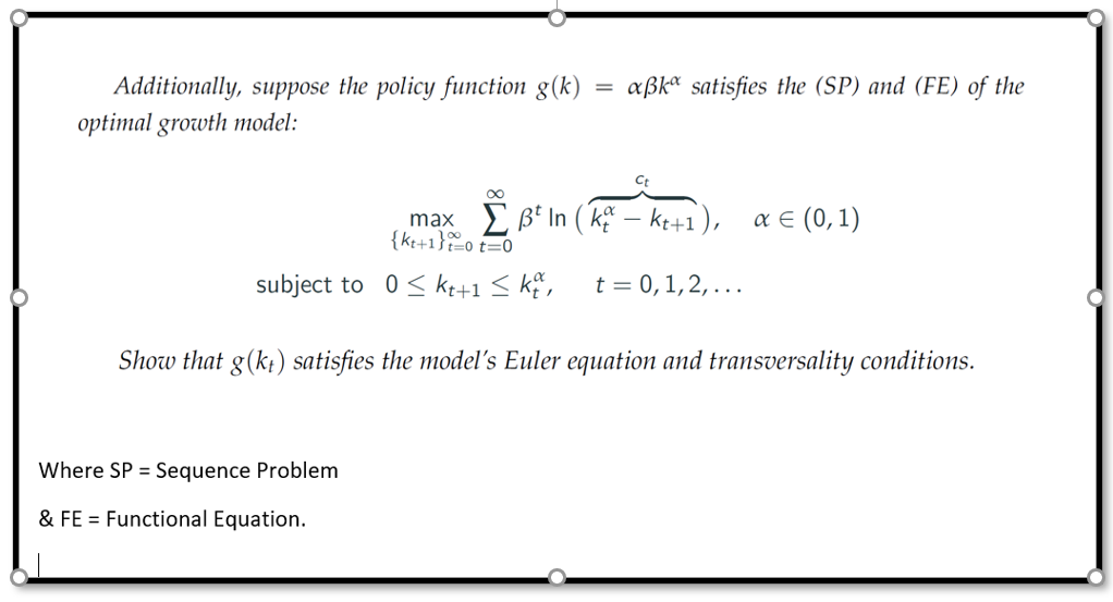 QUESTION: Construct Euler equation (EE) & | Chegg.com