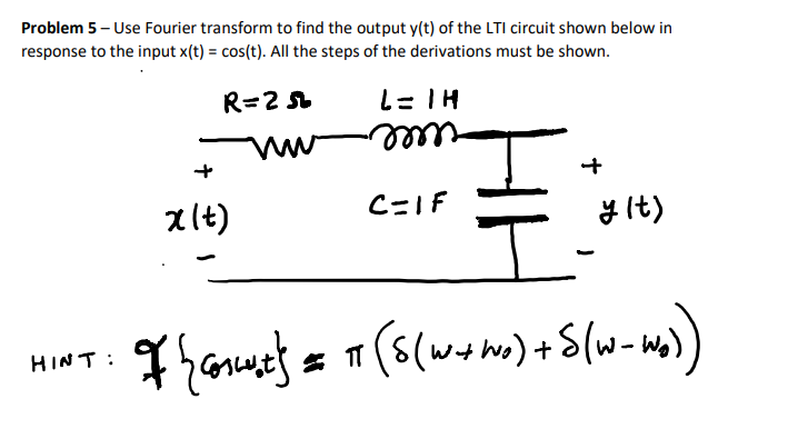 Solved Problem 5 - Use Fourier transform to find the output | Chegg.com