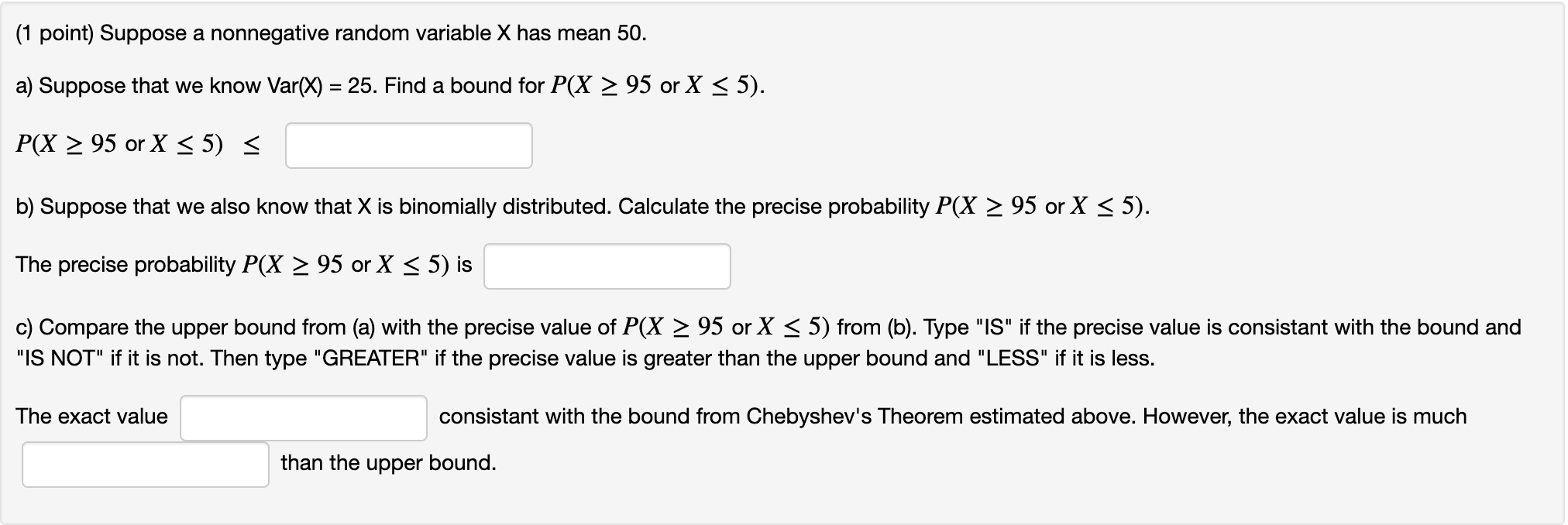 Solved (1 point) Suppose a nonnegative random variable X has | Chegg.com