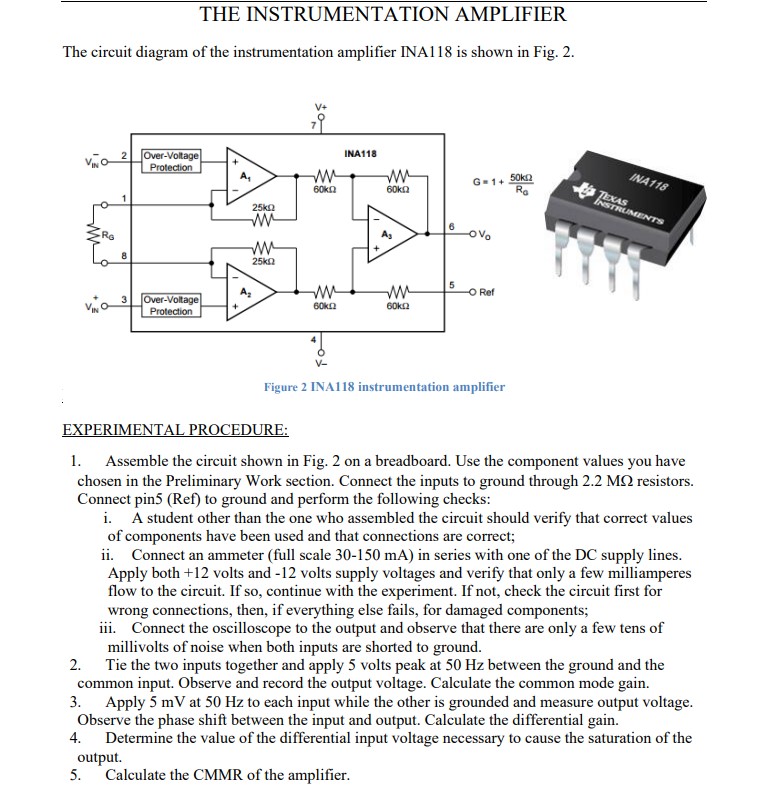 Solved The circuit diagram of the instrumentation amplifier | Chegg.com