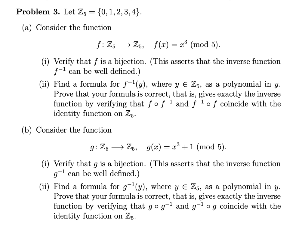 Solved Problem 3. Let Z5 = {0, 1, 2,3,4}. (a) Consider the | Chegg.com
