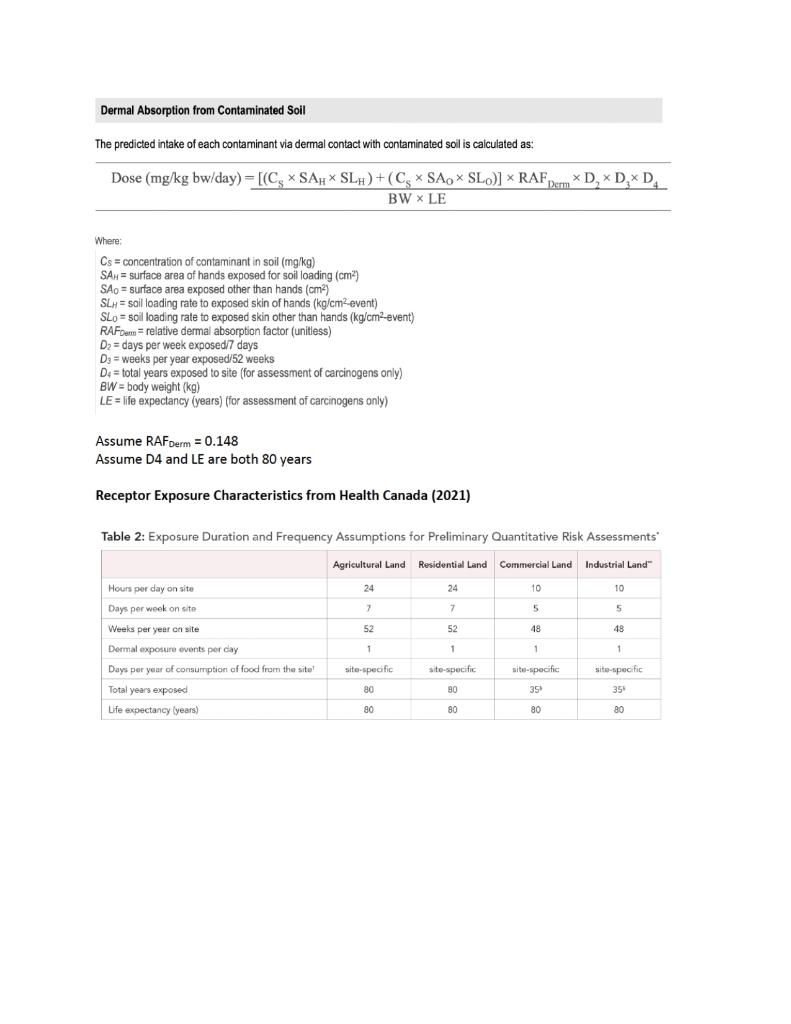 Section 1) Human Health risk assessment Conceptual | Chegg.com