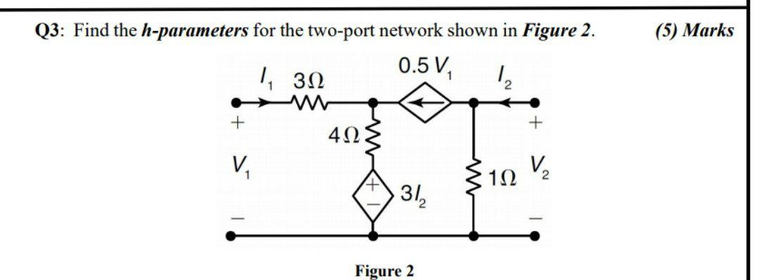 Solved Q3: Find the h-parameters for the two-port network | Chegg.com