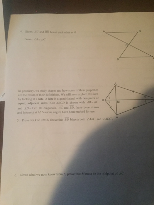 Solved 4 Given: AC and BD bisect each other at O Prove: 4.0C | Chegg.com