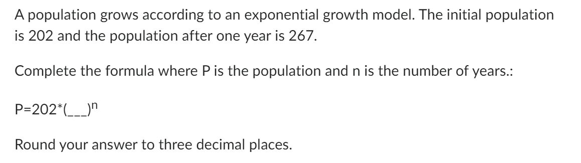 Solved A population grows according to an exponential growth | Chegg.com