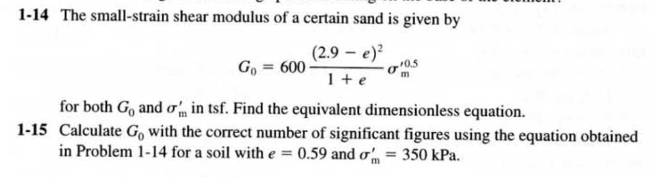 Solved 10.5 1-14 The small-strain shear modulus of a certain | Chegg.com