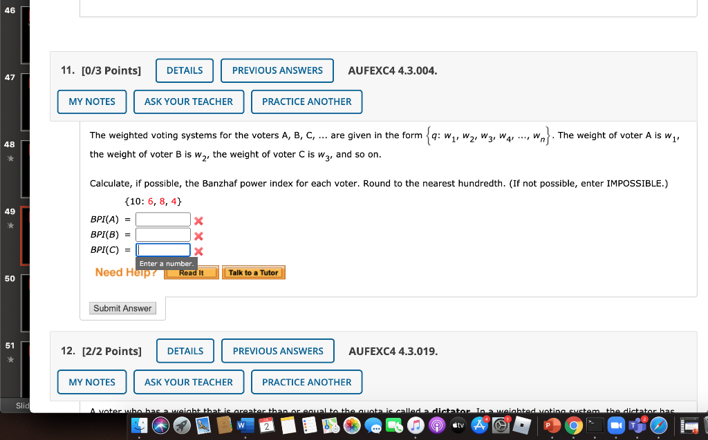 Solved 46 11. [0/3 Points] DETAILS PREVIOUS ANSWERS AUFEXC4 | Chegg.com