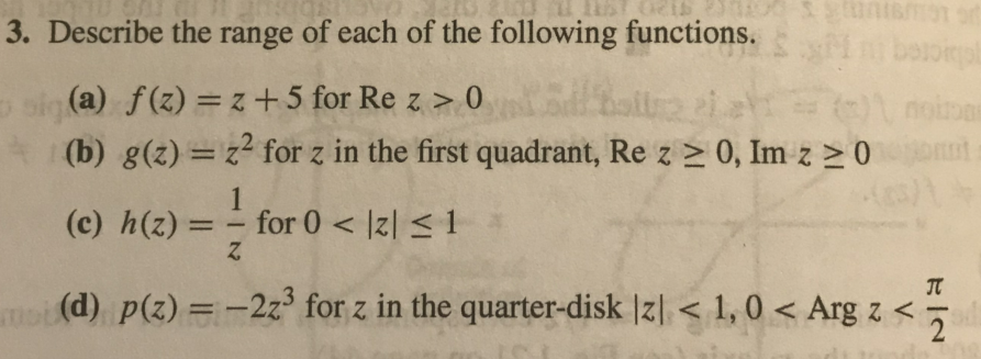 Solved 3. Describe the range of each of the following | Chegg.com