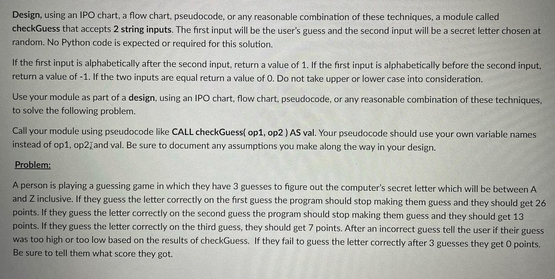 Solved Design Using An Ipo Chart A Flow Chart Pseudocode 2819