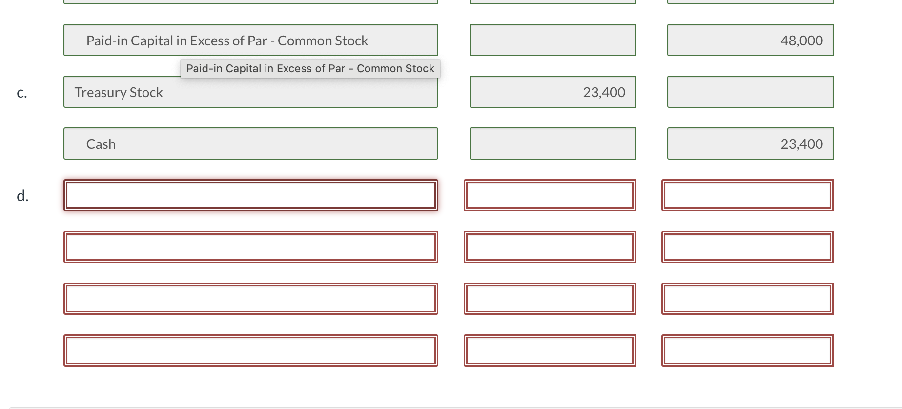 Solved Paid-in Capital in Excess of Par - Common Stock | Chegg.com