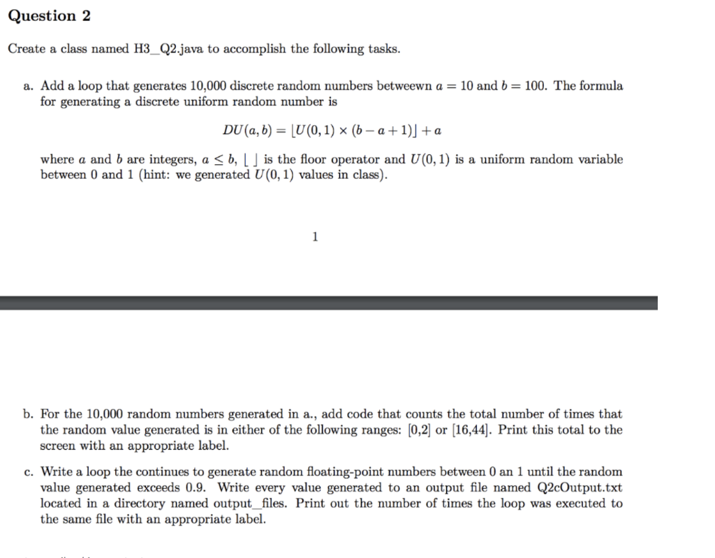 Solved Question 2 Create a class named H3_Q2.java to | Chegg.com
