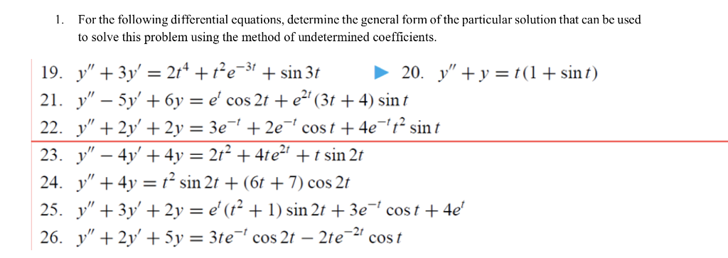 Solved 1 For The Following Differential Equations