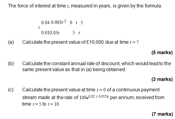 The force of interest at time t, measured in years, | Chegg.com