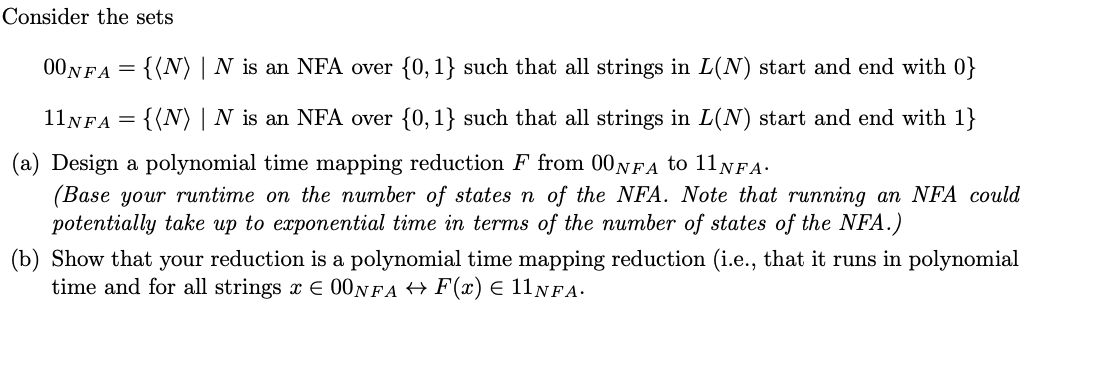 Solved Consider the sets ﻿is an NFA over {0,1} ﻿such that | Chegg.com