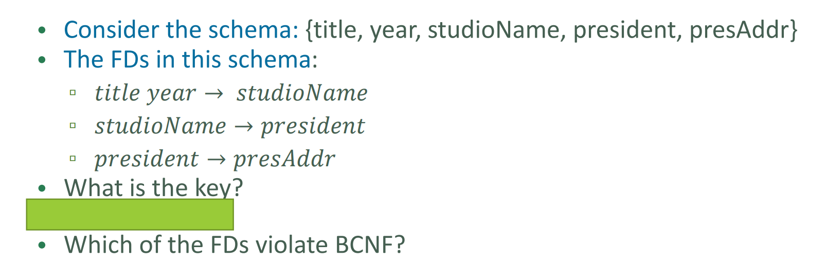 Solved . Consider the schema: {title, year, studioName, | Chegg.com
