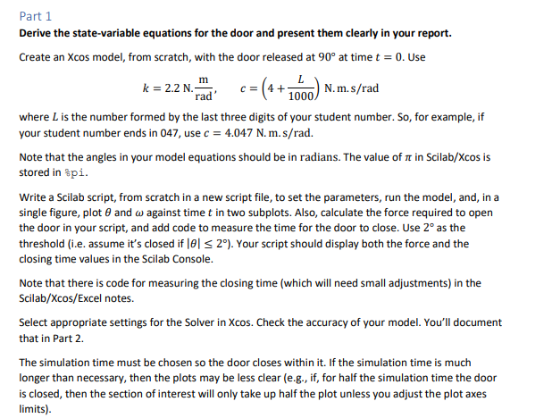 Solved Part 1 please. Use Scilab Xcos Derive the | Chegg.com