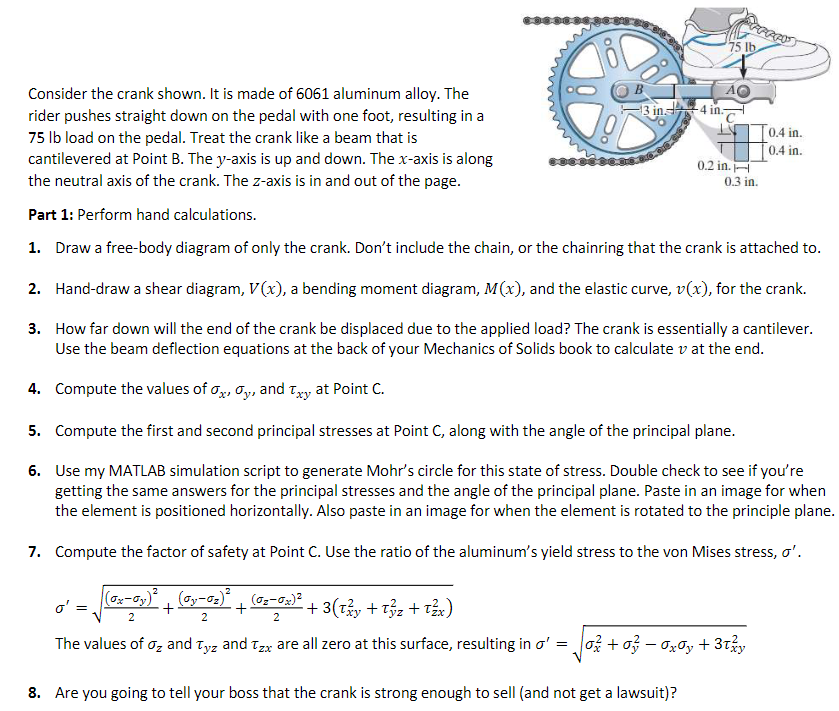 Solved Consider the crank shown. It is made of 6061 | Chegg.com