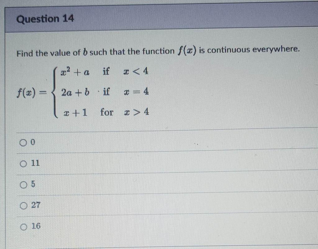 Solved Find the value of b such that the function f(x) is | Chegg.com