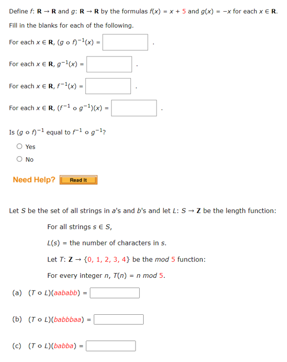 Solved Define f: R - R and g: R+R by the formulas f(x) = x + | Chegg.com
