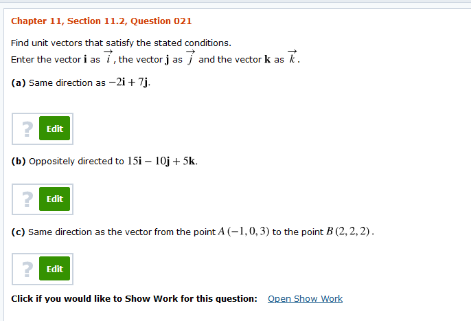 Solved Chapter 11, Section 11.2, Question 021 Find unit | Chegg.com