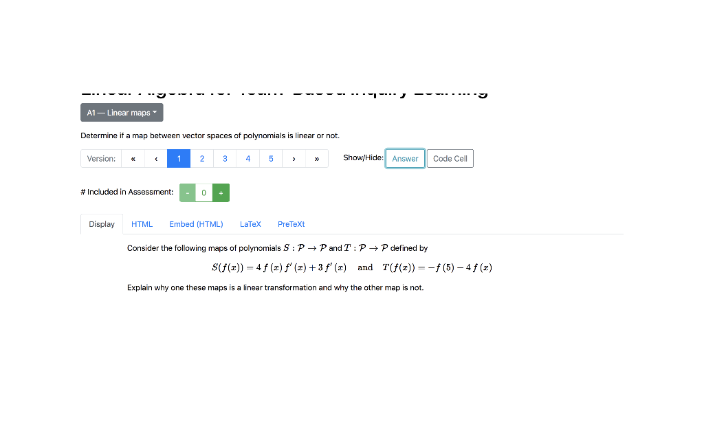 Solved A1 - Linear maps Determine if a map between vector | Chegg.com