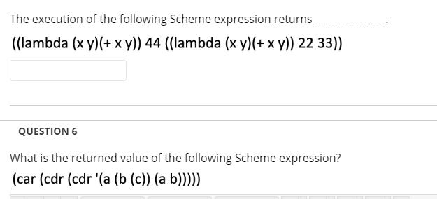 Solved The execution of the following Scheme expression | Chegg.com