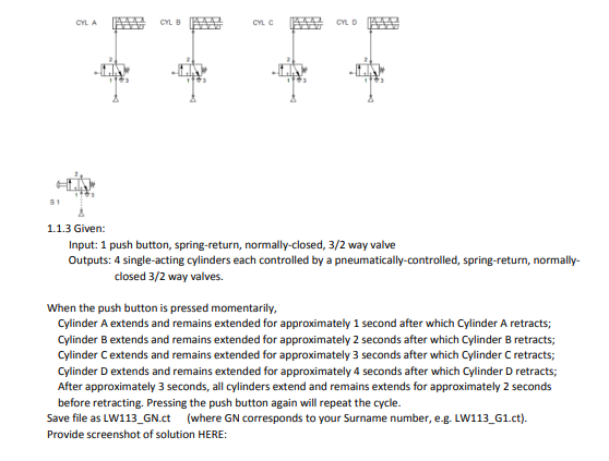 1.1.3 Given: Input: 1 push button, spring-return, | Chegg.com