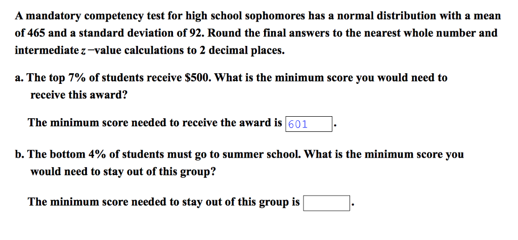 Solved A mandatory competency test for high school | Chegg.com