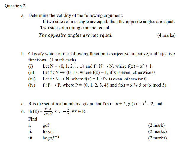Solved Question 2 a. Determine the validity of the following | Chegg.com