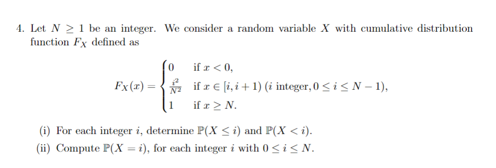 Solved 1. Let N≥1 be an integer. We consider a random | Chegg.com