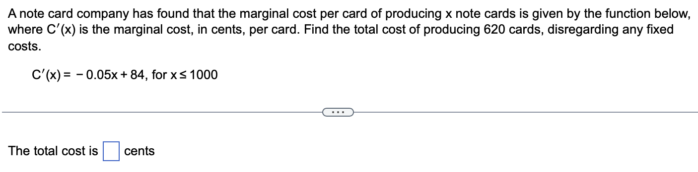 Solved A note card company has found that the marginal cost | Chegg.com