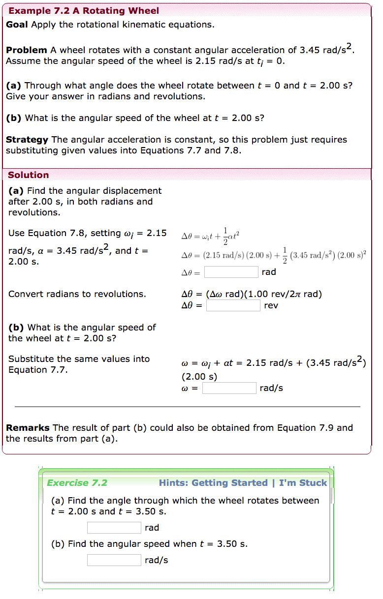 Solved Example 7.2 A Rotating Wheel Goal Apply the | Chegg.com