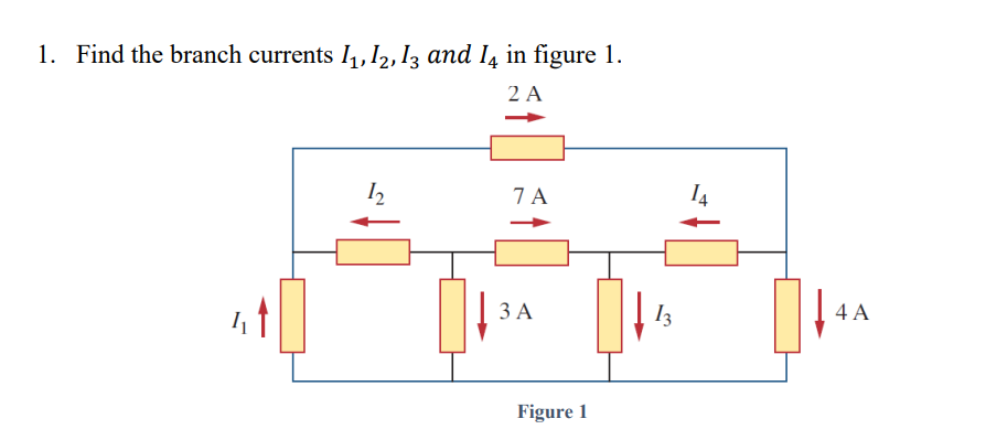 Solved 1. Find the branch currents I1,I2,I3 and I4 in figure | Chegg.com