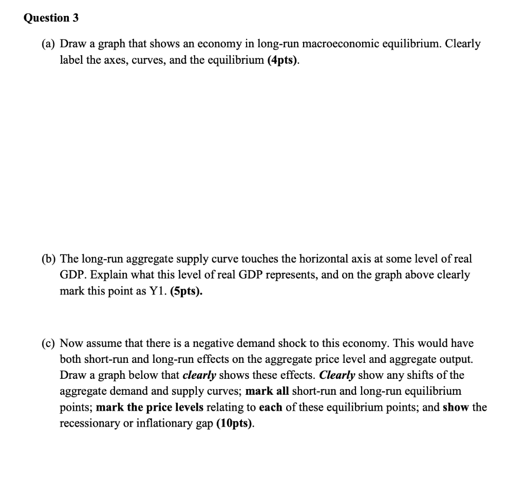 Solved Question 3 (a) Draw a graph that shows an economy in | Chegg.com
