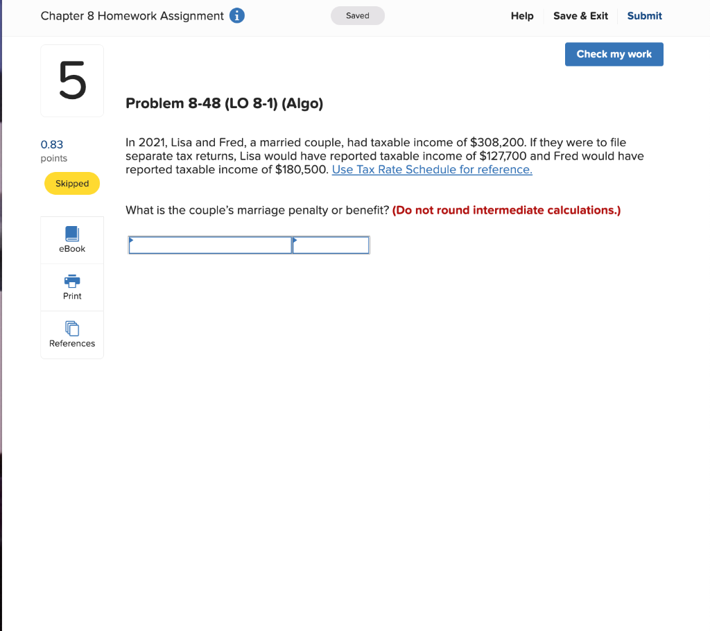 Solved Chapter 8 Homework Assignment Saved Help Save & Exit | Chegg.com Solved Chapter 8 Homework Assignment Saved Help Save & Exit | Chegg.com