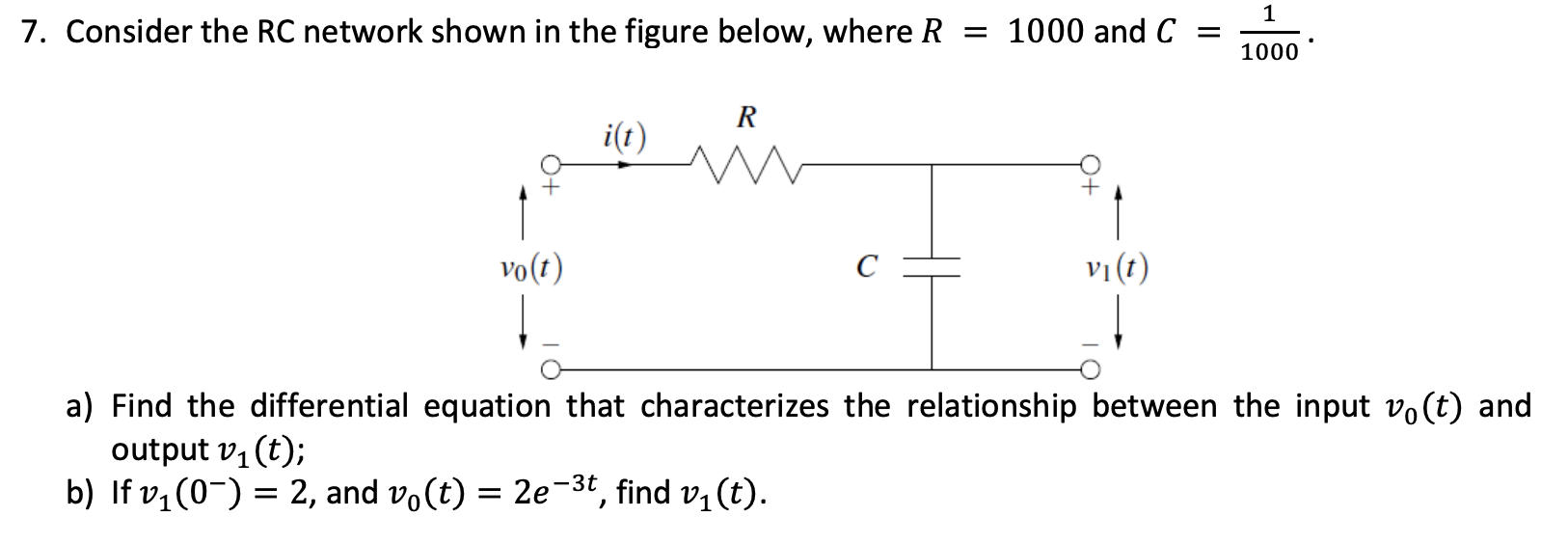 Solved 1 7. Consider the RC network shown in the figure | Chegg.com