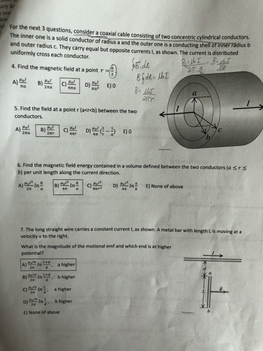 Solved irly la For the next 3 questions, consider a coaxial | Chegg.com Solved irly la For the next 3 questions, consider a coaxial | Chegg.com