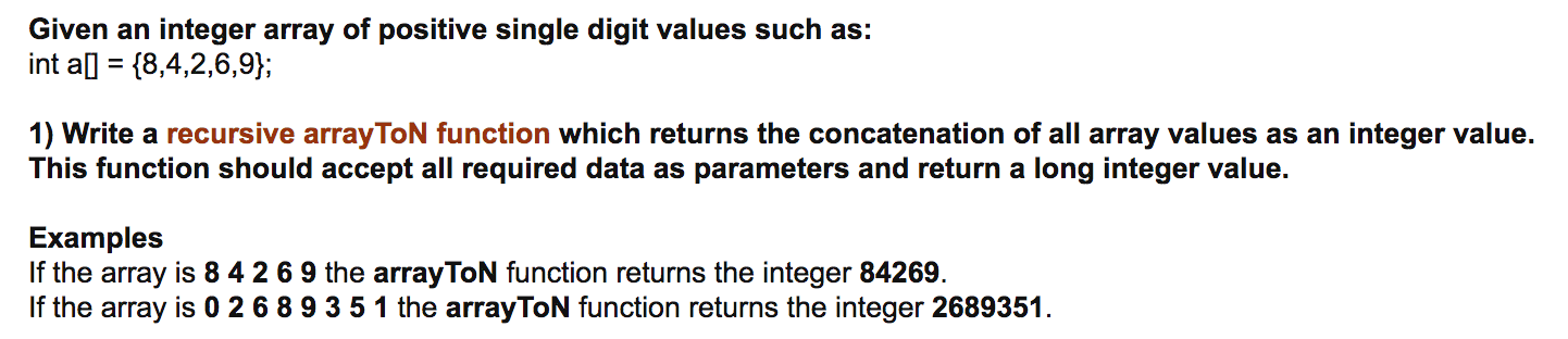 Solved Given an integer array of positive single digit | Chegg.com