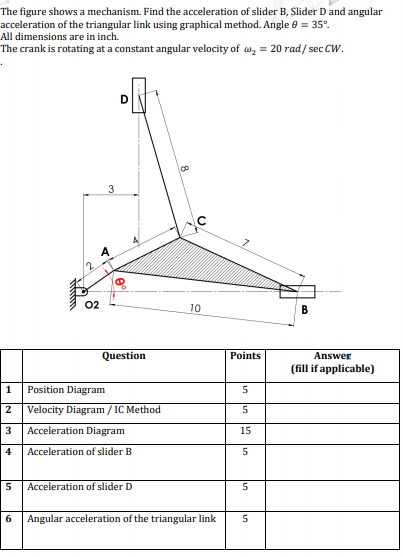 Solved The figure shows a mechanism. Find the acceleration | Chegg.com