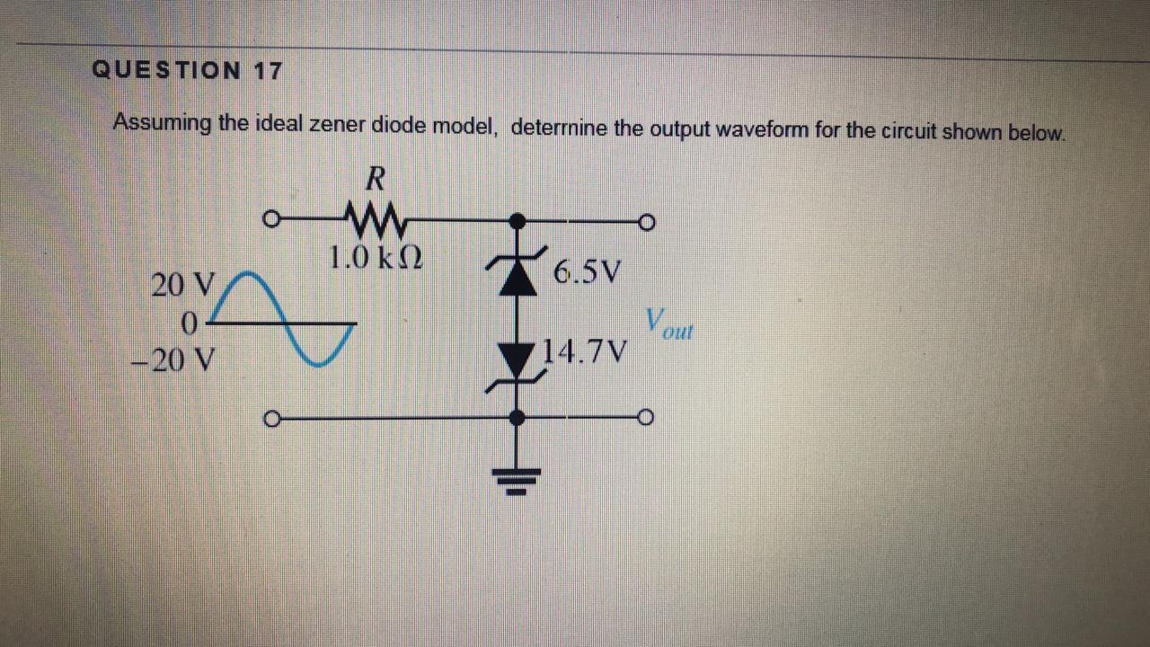 Solved QUESTION 17 Assuming the ideal zener diode model, | Chegg.com