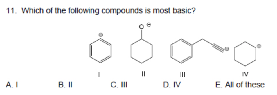 Solved 11. Which of the following compounds is most basic? e | Chegg.com