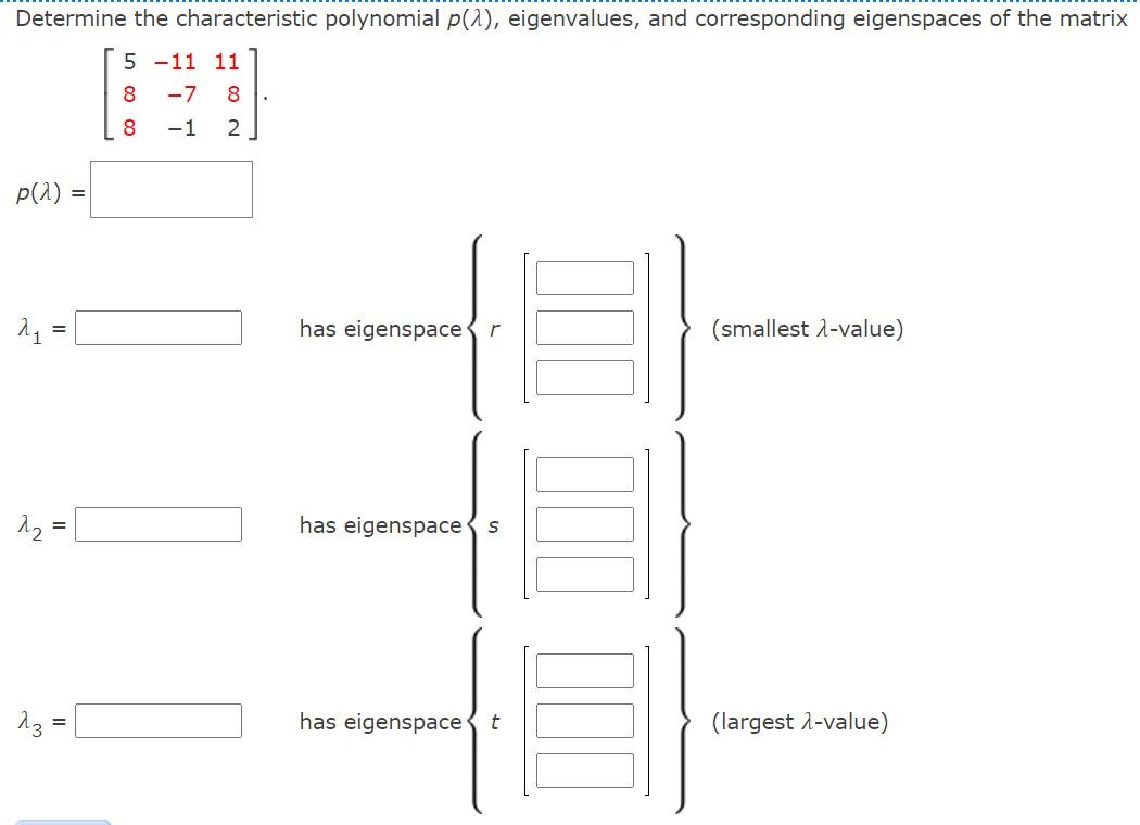 Solved Determine the characteristic polynomial p(2), | Chegg.com