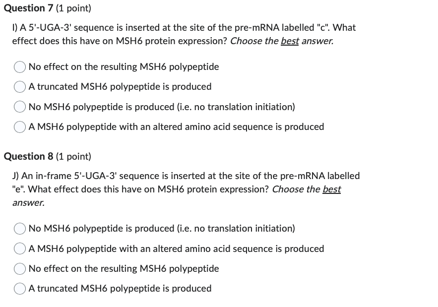 Solved Refer to the transcript map below for the human MSH6 | Chegg.com