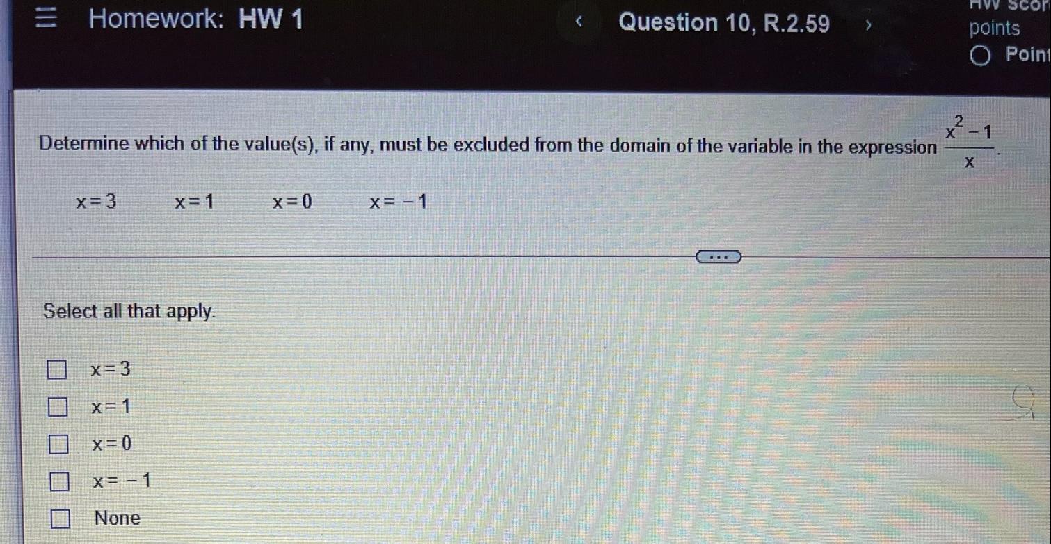 Solved = Homework: HW 1 Question 9, R.2.47 Evaluate the | Chegg.com